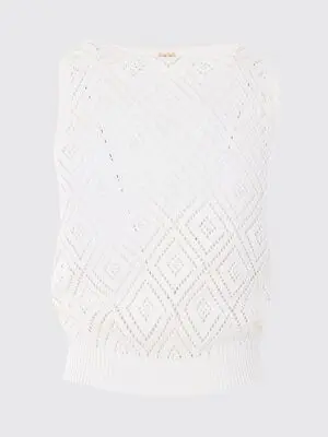 TWINSET Cotton Knit Top With Pearls