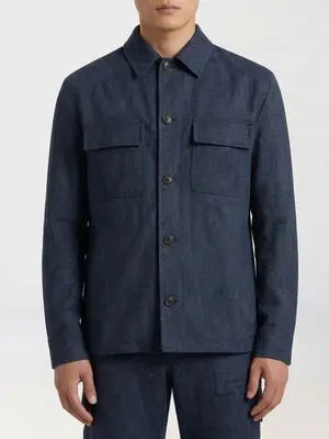 Etro Wool Overshirt With Paisley Motif - Navy
