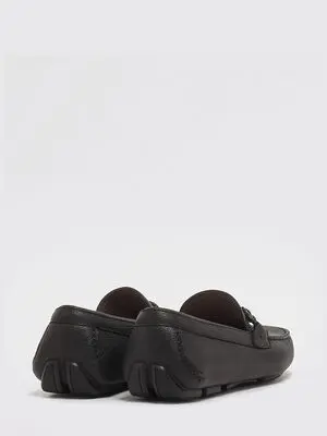 FERRAGAMO Gancini Grained Leather Driver Loafers