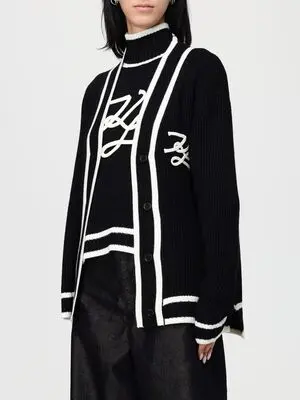 Karl Lagerfeld Cardigan With Ribbed Detailing And Embroidered Logo