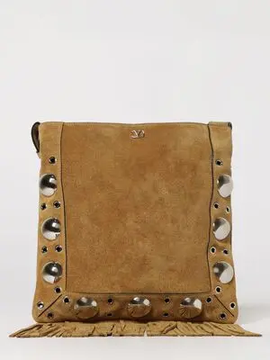 Valentino Garavani Nellcôte Suede Bag With Studs And Fringes - Beige