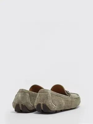 FERRAGAMO Gancini Suede Driver Loafers