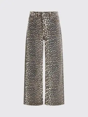 GANNI Animal Print Wide Leg Jeans