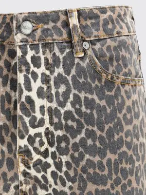GANNI Animal Print Wide Leg Jeans