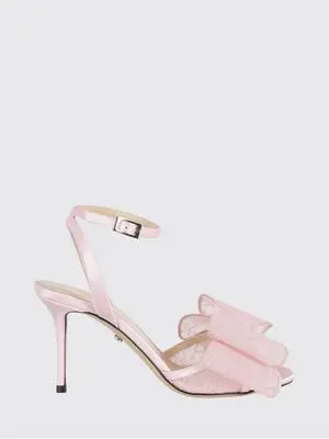 MACH&MACH Embroidered Lace And Satin High Stiletto Heel Sandals - Pink