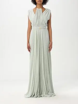 Elisabetta Franchi Pleated Maxi Dress With Halter Neck