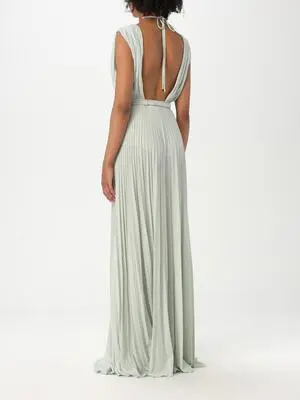 Elisabetta Franchi Pleated Maxi Dress With Halter Neck