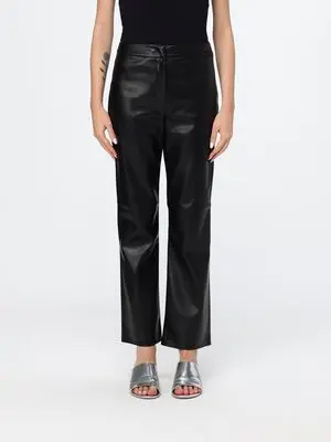 Max Mara Smooth Calfskin Leather Flared Mid-rise Trousers - Black