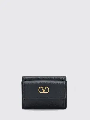 Valentino Garavani Vlogo Signature Grained Leather Wallet - Black