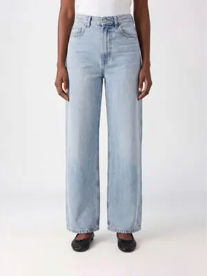 Fiorucci High-waisted Wide Leg Jeans In Light Blue Cotton Denim - Gnawed Blue