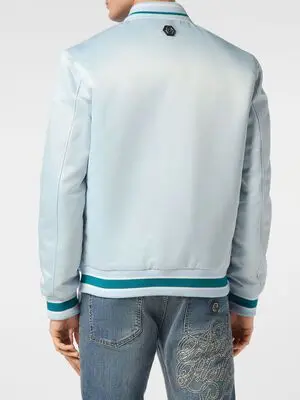Philipp Plein Satin Bomber With Rhinestone Logo