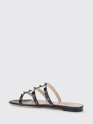 Valentino Garavani Rockstud Leather Flat Sandals - Navy
