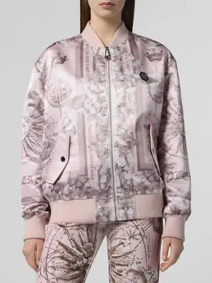Philipp Plein Satin Bomber Jacket With Butterfly Print