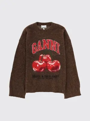 GANNI Crew-neck Wool Pullover With Logo
