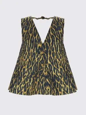 GANNI Animal Print Cotton Top