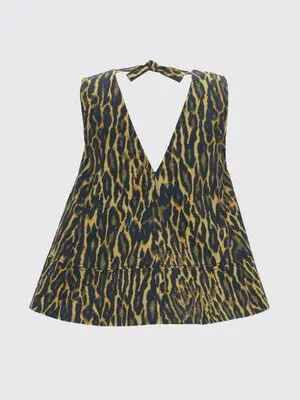 GANNI Animal Print Cotton Top