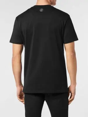 Philipp Plein Skull Cotton T-shirt With Rhinestone Logo - Black