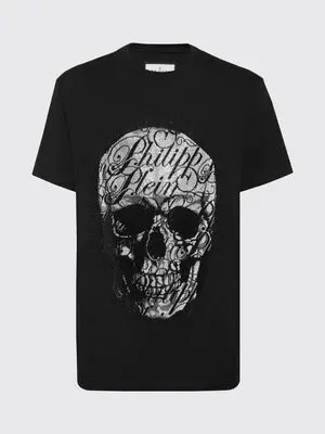 Philipp Plein Skull Cotton T-shirt With Rhinestone Logo - Black