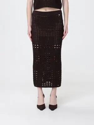 Liu Jo Perforated Cotton Knit Skirt - Brown