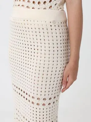 Liu Jo Perforated Cotton Knit Skirt - White