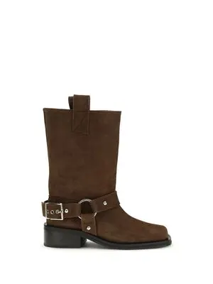 GANNI Suede Biker Boots