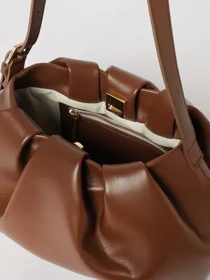THEMOIRE Draped Vegan Leather Athena Bag - Brown