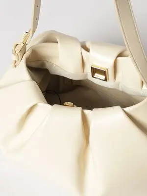 THEMOIRE Draped Vegan Leather Crossbody Bag - White