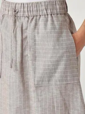 Max Mara Striped Linen Cotton Midi Skirt