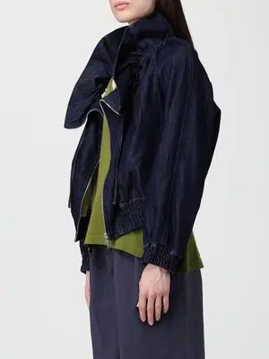 Dries Van Noten Cotton Denim Crop Bomber Jacket