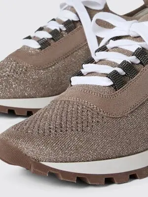Brunello Cucinelli Cotton And Lurex Knit Low Top Sneakers