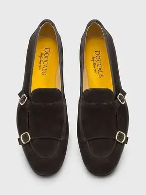 DOUCAL'S Suede Monk Strap Loafers