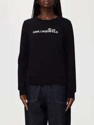 Karl Lagerfeld Cotton Crew Neck Sweatshirt With Logo - Black