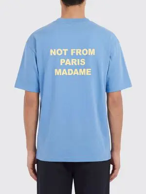 Drole De Monsieur Cotton T-shirt With Slogan - Blue