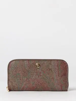 Etro Arnica Coated Cotton Paisley Wallet - Brown