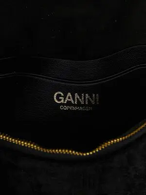 GANNI Lulu Moiré Velvet Wallet On Chain Bag - Black