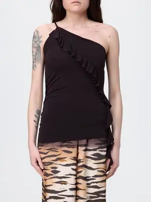 Pinko One-shoulder Crêpe Top With Ruffles - Brown