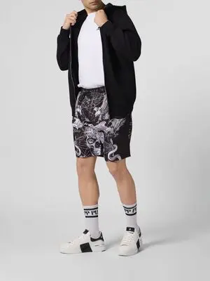 Philipp Plein Graphic Print Jersey Shorts - Black