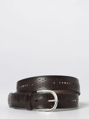 Orciani Embossed Leather Belt With Studs - Brown