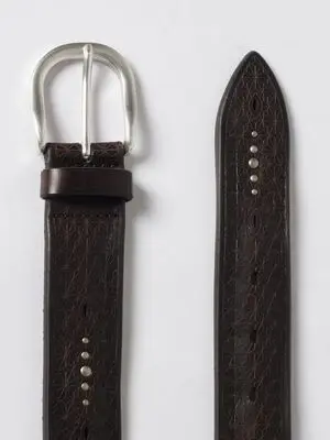 Orciani Embossed Leather Belt With Studs - Brown