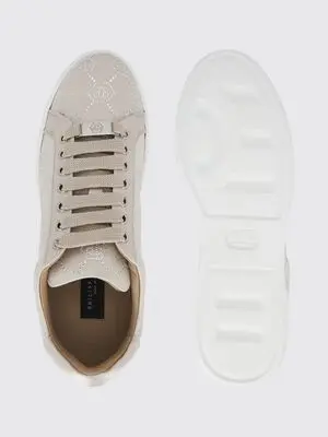 Philipp Plein Satin Sneakers With Rhinestone Hexagon