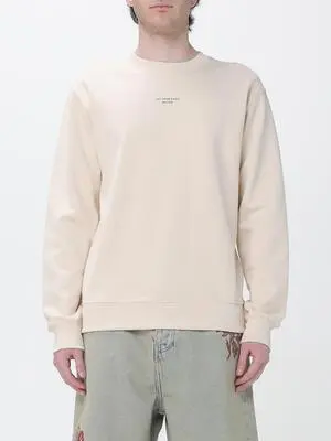 Drole De Monsieur Cotton Crewneck Sweatshirt With Slogan Print - Sand