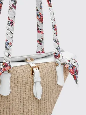 Dolce & Gabbana Capri Coffa Bag In Raffia And Leather