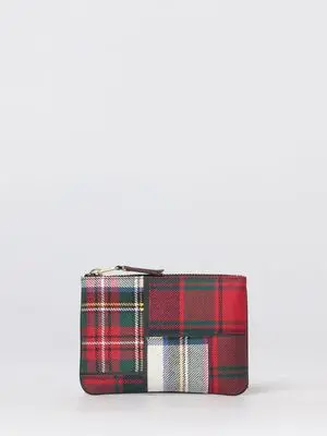 Comme Des Garçons Coin Purse In Tartan Twill - Red