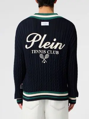 Philipp Plein Wool Blend V-neck Jumper With Embroidered Detail - Navy