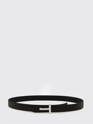 TOM FORD Grained Leather Belt With Metallic Monogram Buckle - Brown