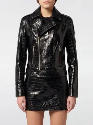 Philipp Plein Crocodile-embossed Leather Biker Jacket