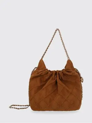 Tory Burch Fleming Matelassé Mini Hobo Shoulder Bag In Suede - Brown