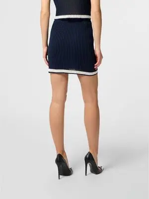 Philipp Plein Blue Jersey Mini Skirt With Crochet Detailing