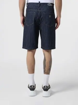 Philipp Plein Cotton Denim Striped Shorts
