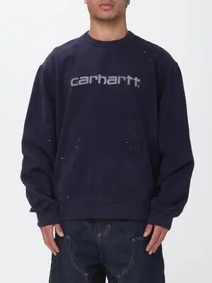 Carhartt Work In Progress Relaxed Fit Logo Cotton Crewneck Sweatshirt - Navy